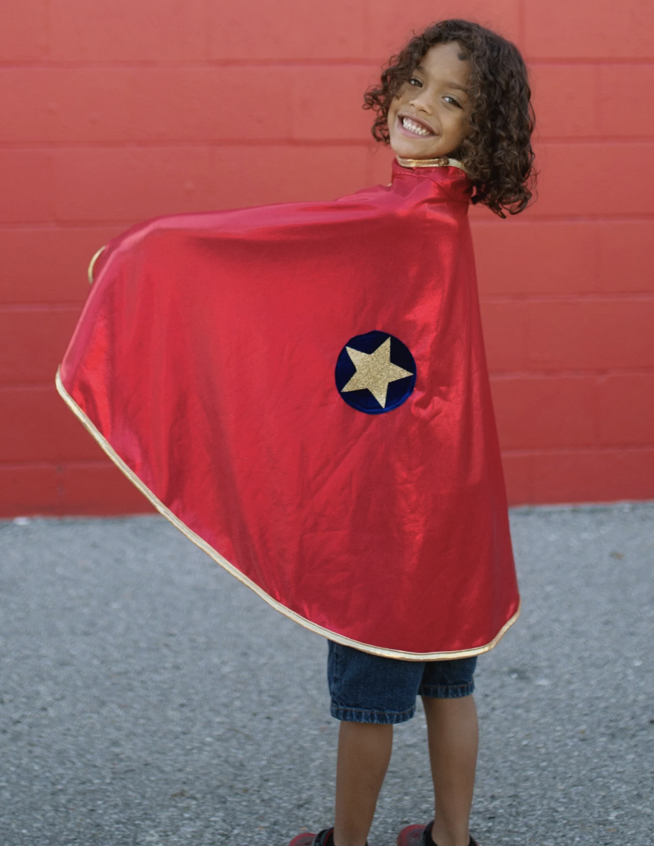 Reversible Wonder Cape Red/Gold – Jonesies Children's Shop of Rome